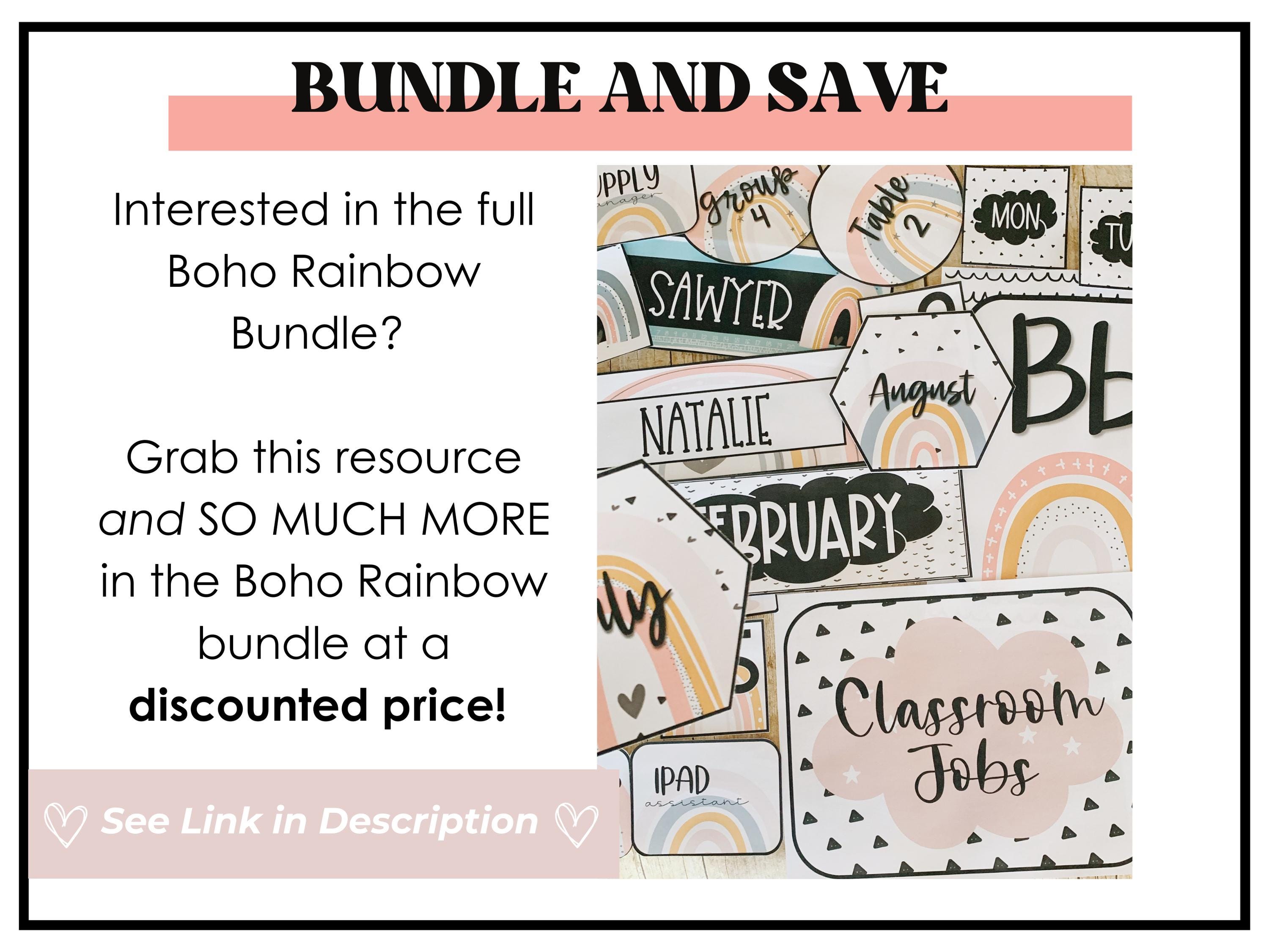 Boho Rainbow Schedule Cards - Etsy