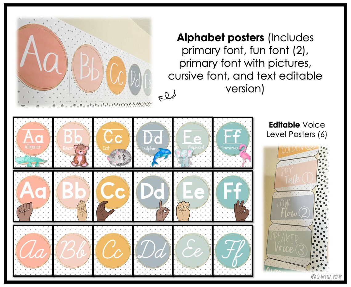 Modern Calm Colors Classroom Decor Modern Calm Colors - Etsy