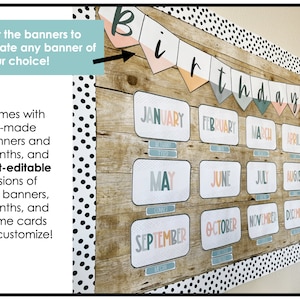 Birthday Display Classroom Board, Calm Colors, Calming Classroom Decor ...