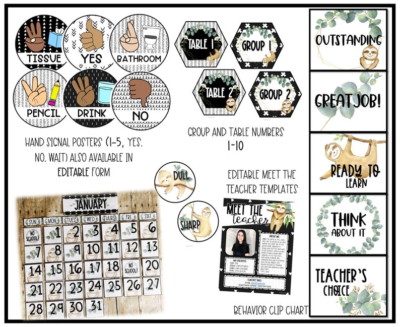 Sloth Classroom Decor Sloth Classroom Theme Sloth Classroom - Etsy