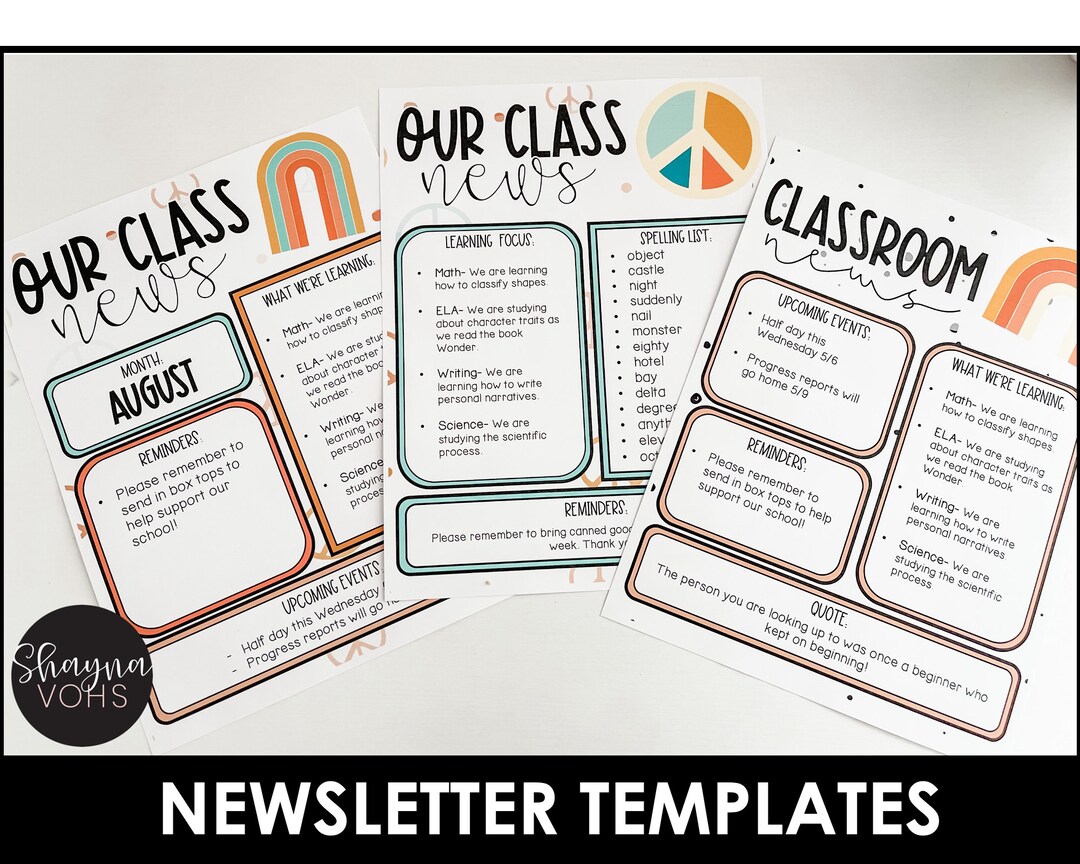 Retro Newsletter Template Editable, Groovy Classroom Decor - Etsy