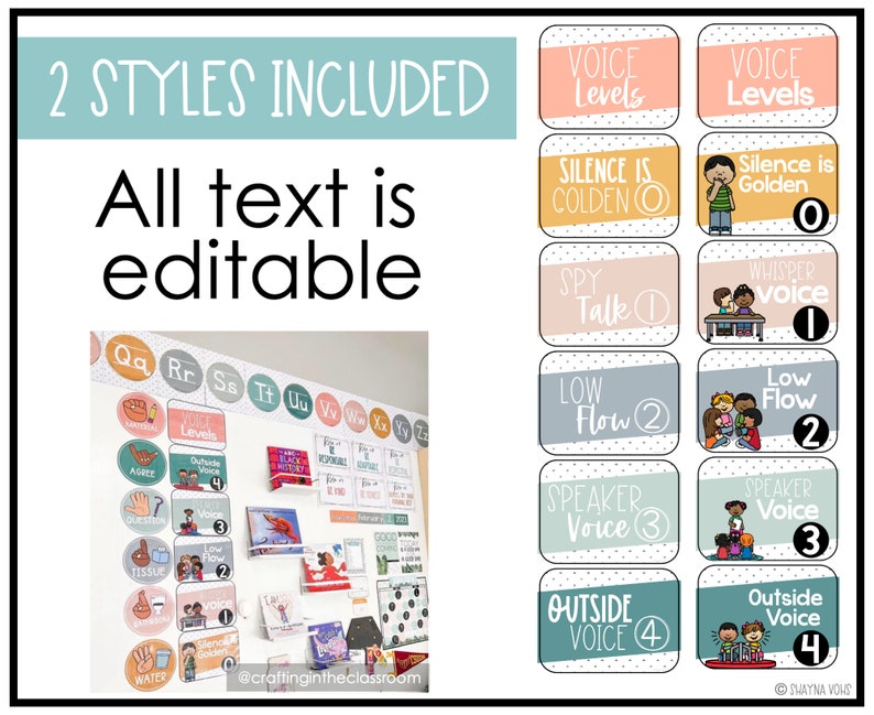 Voice Level Posters Classroom Chart Calm Colors - Etsy
