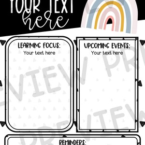 Boho Rainbow Newsletter Template for School - Etsy