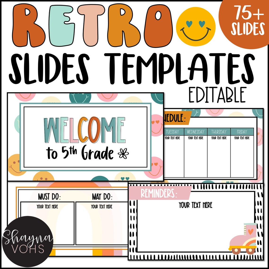 Retro Groovy Powerpoint and Google Slides™ Templates for - Etsy