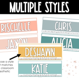 Calm Colors Classroom Desk Name Tags: Editable Alphabet Styles - Etsy