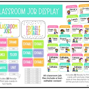 Classroom Jobs Chart: Happy Hues Decor, Editable Cards - Etsy