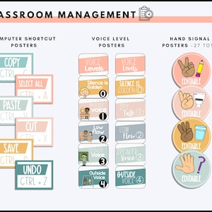 Calm Colors Classroom Decor Bundle: Editable Posters, Labels (canva or ...