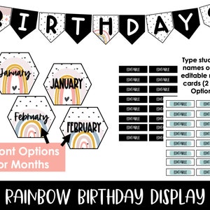 Boho Rainbow Birthday Display Classroom - Etsy