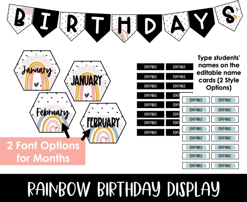 Boho Rainbow Birthday Display Classroom - Etsy