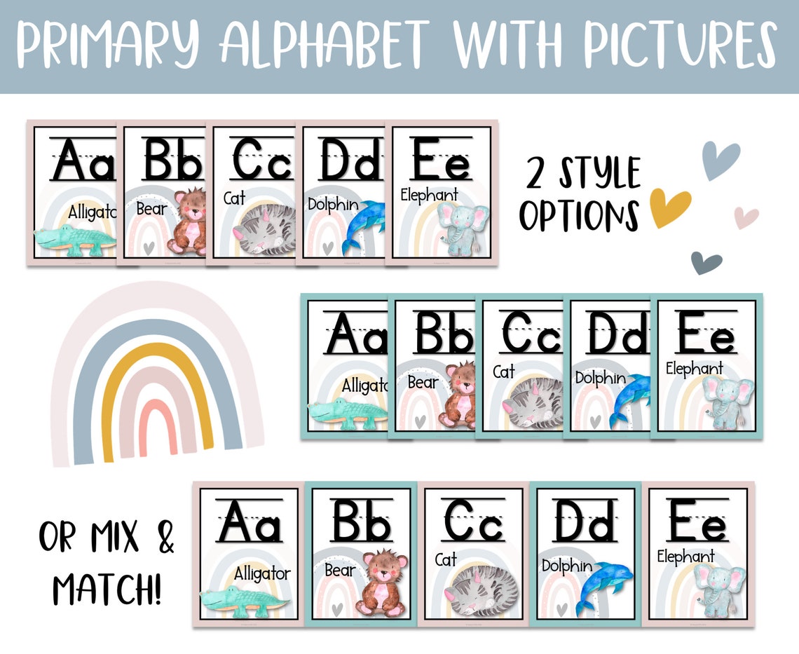 Boho Rainbow Alphabet Posters - Etsy