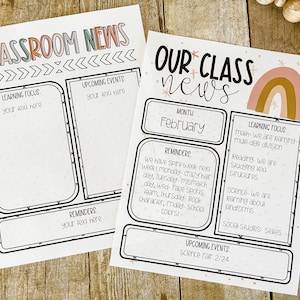 Boho Classroom Newsletter Template - Etsy