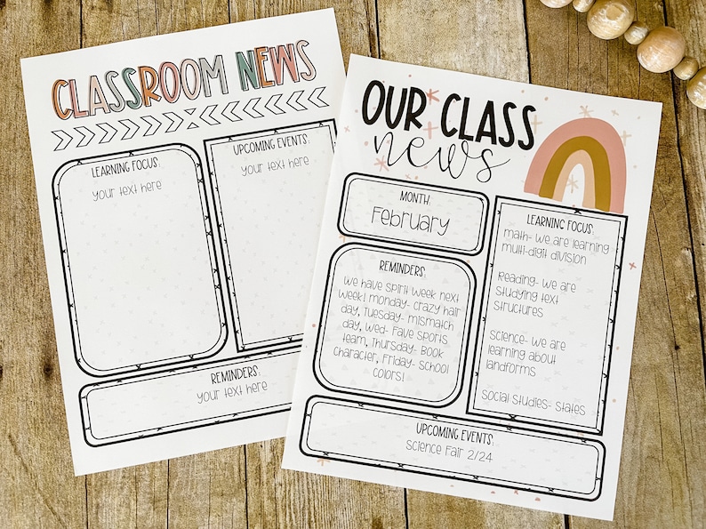 Boho Classroom Newsletter Template - Etsy
