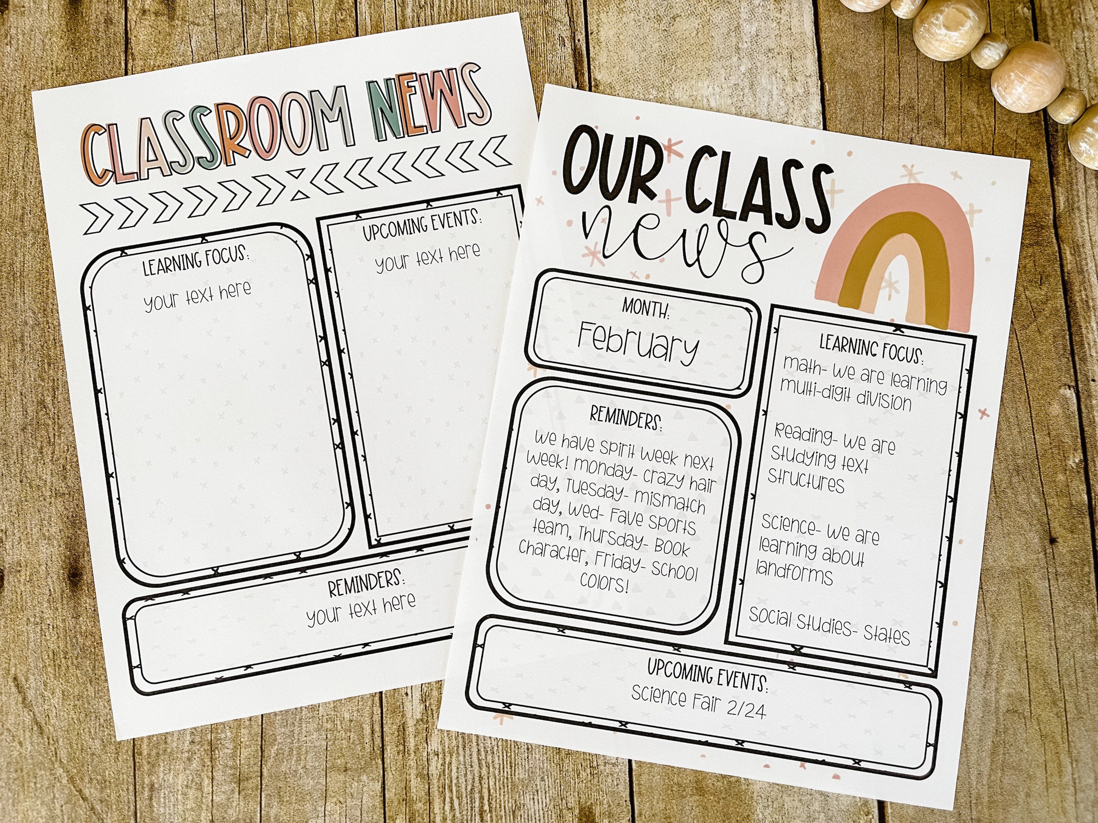 Boho Classroom Newsletter Template - Etsy