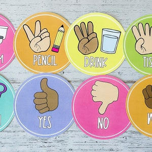 Hand Signal Classroom Posters: Bright, Editable Design - Etsy