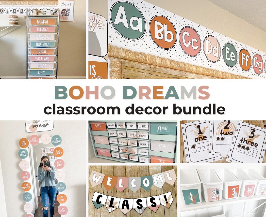 Boho Classroom Decor Bundle | Neutral Theme | Plant | Editable ...