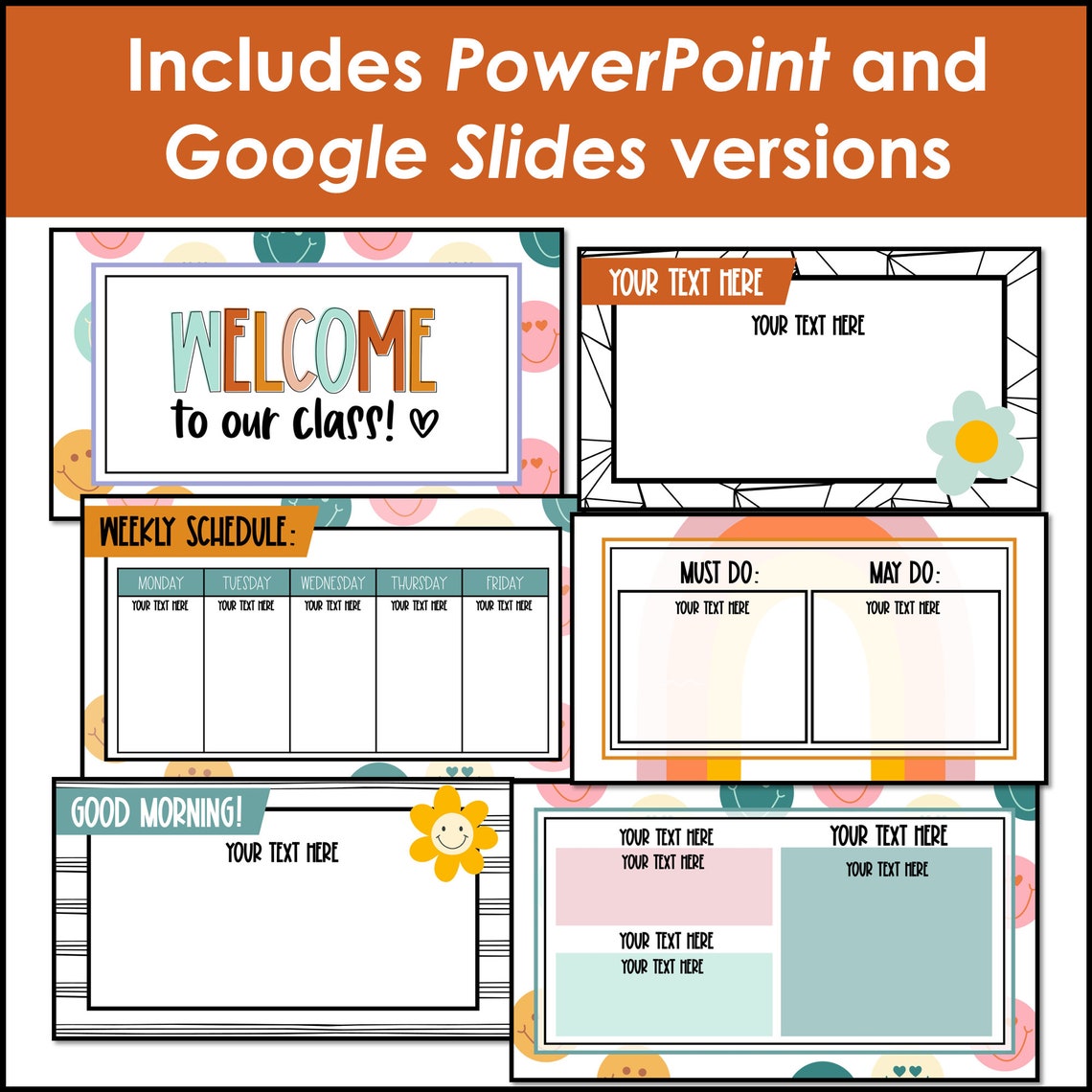 Retro Groovy Powerpoint and Google Slides™ Templates for - Etsy
