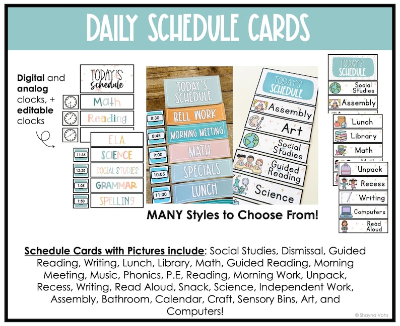 Editable Classroom Schedule Cards: Calming Pastel Decor (digital ...