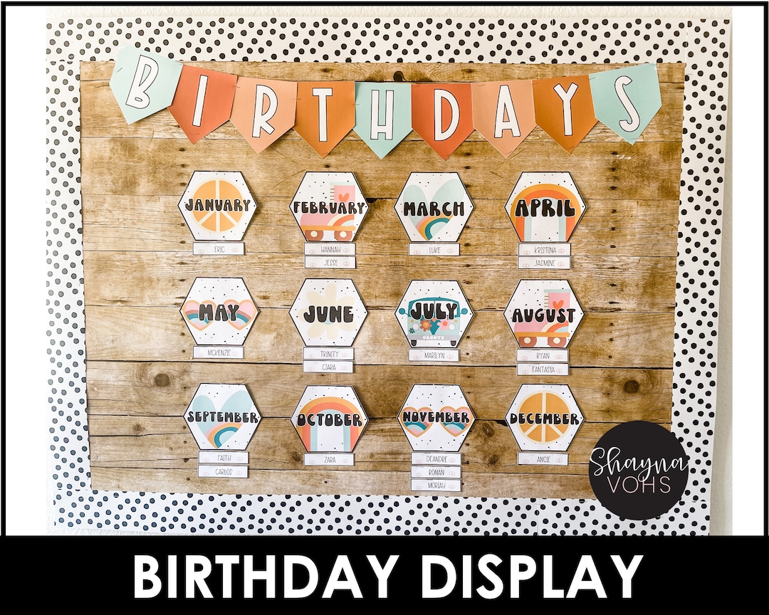 Classroom Birthday Board, Retro Classroom Birthday Display - Etsy