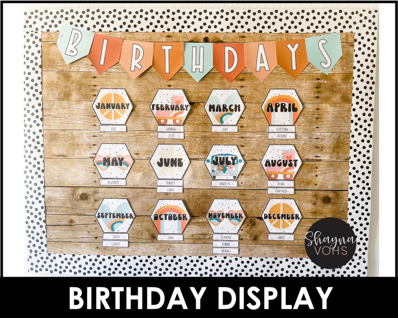 Classroom Birthday Board Retro Classroom Birthday Display - Etsy