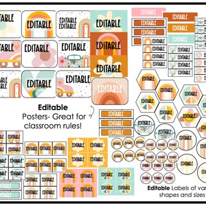 Retro Groovy Classroom Decor Bundle: Editable Posters, Signs (digital ...