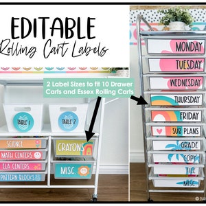 10 Drawer Cart Labels and Essex Rolling Cart Labels Tropical, Tropical ...