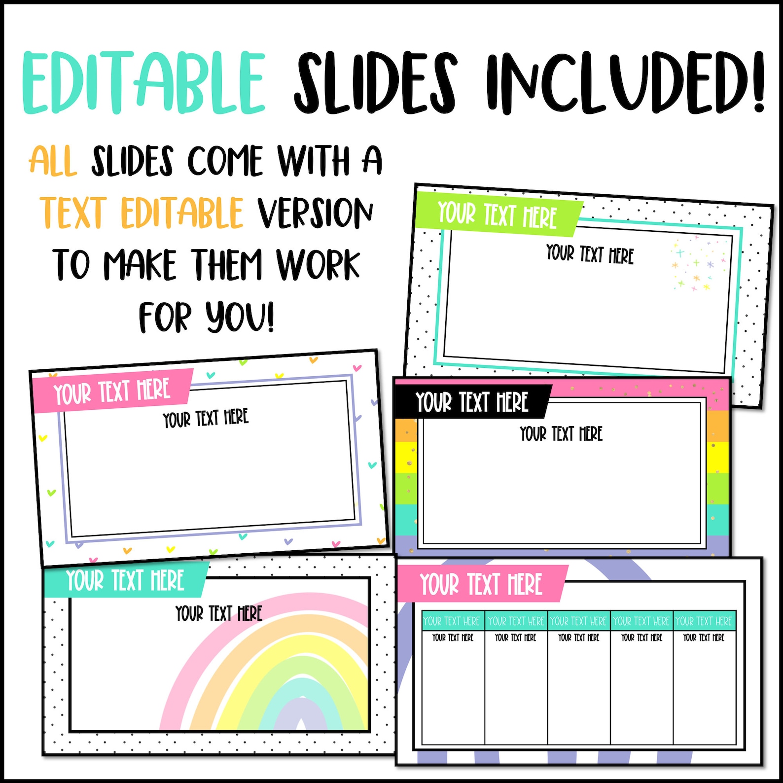 Rainbow Bright Powerpoint and Google Slides™ Templates for Teachers ...