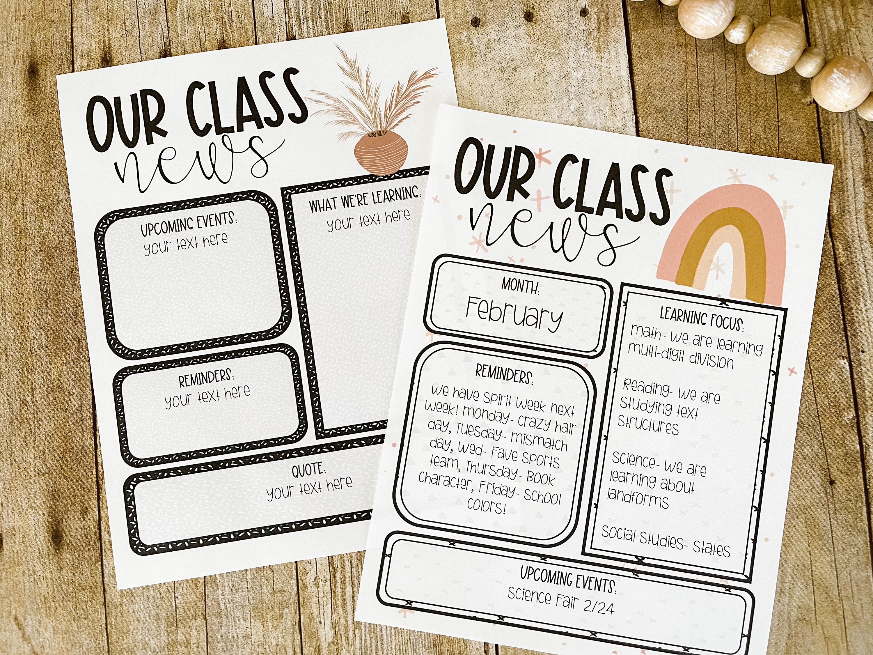 Boho Classroom Newsletter Template - Etsy
