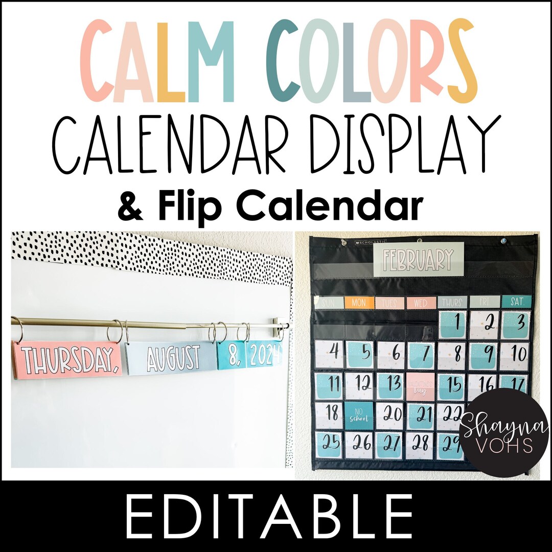 Flip Calendar Classroom and Calendar Bulletin Board, Calming Classroom ...