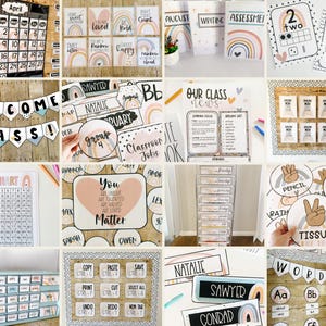 Boho Rainbow Classroom Decor Bundle Pastel Theme Elementary - Etsy UK
