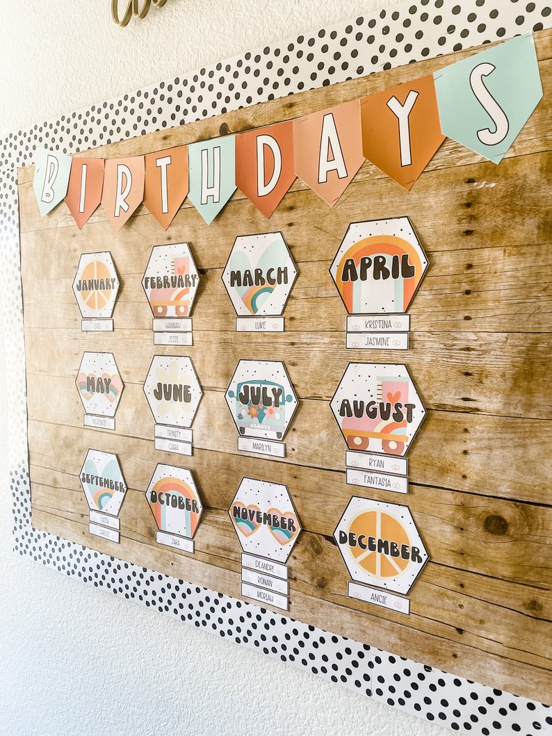 Classroom Birthday Board Retro Classroom Birthday Display - Etsy