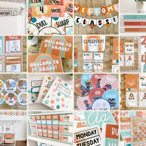Retro Groovy Classroom Decor Bundle: Editable Posters, Signs (digital ...