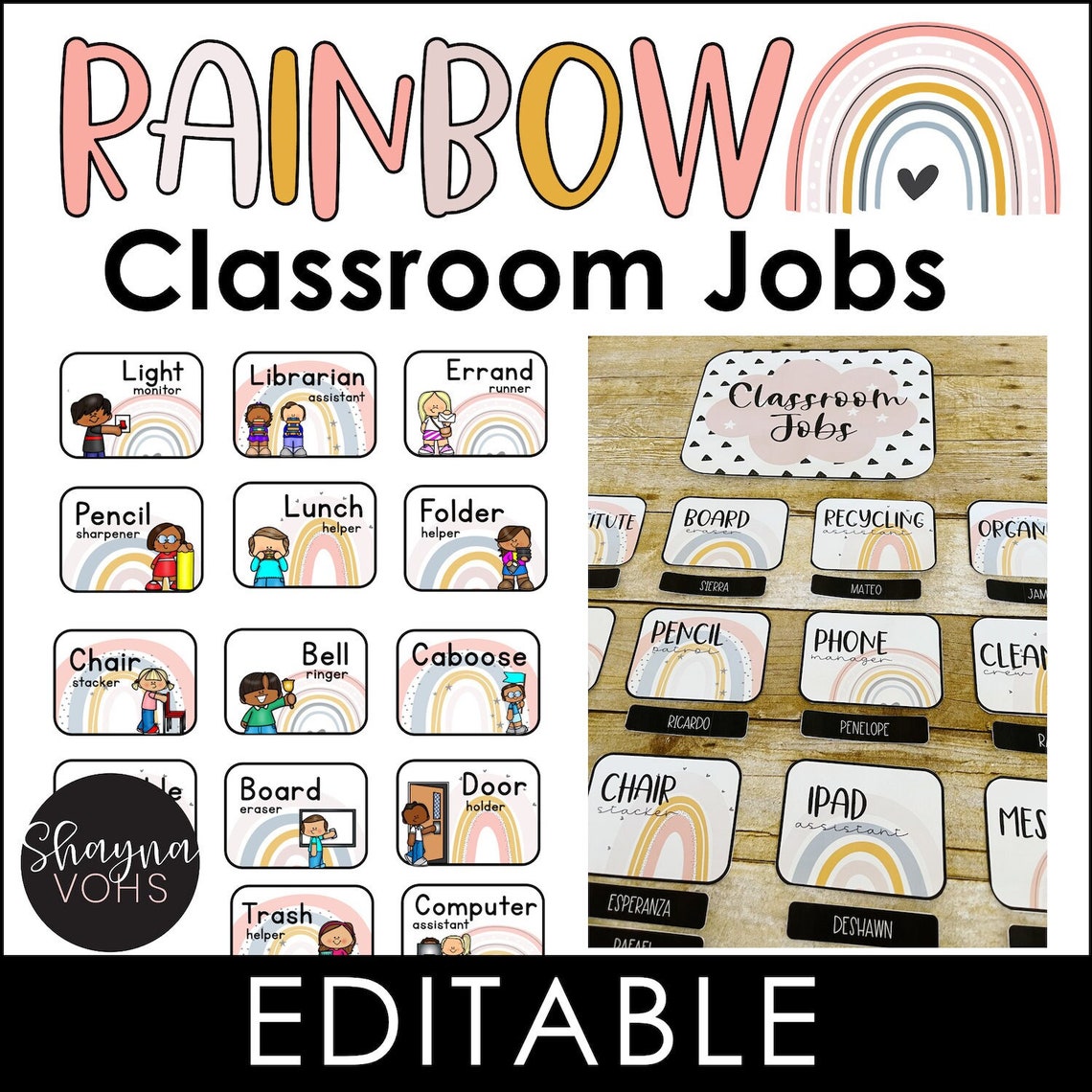 Boho Rainbow Classroom Jobs Chart - Etsy UK