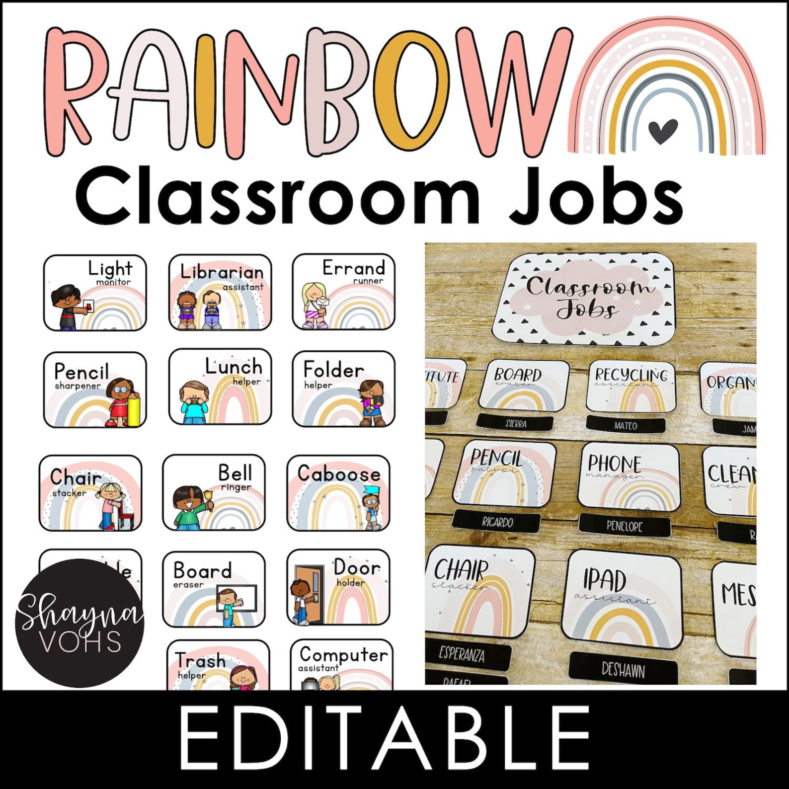 Boho Rainbow Classroom Jobs Chart - Etsy UK