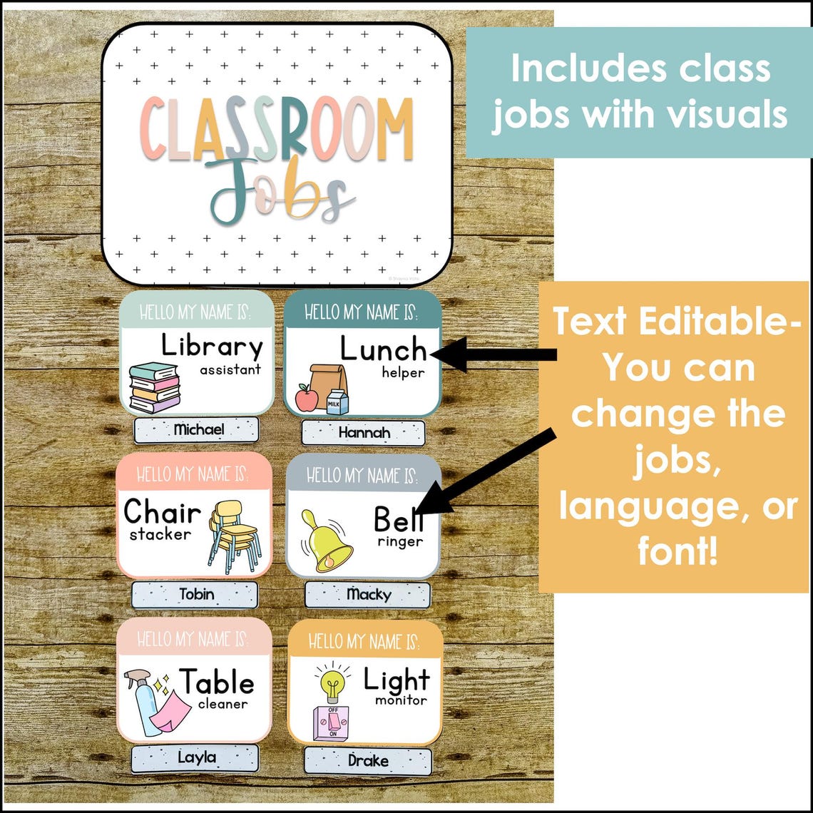 Calm Colors Classroom Jobs Chart: Editable Pastel Decor (digital ...