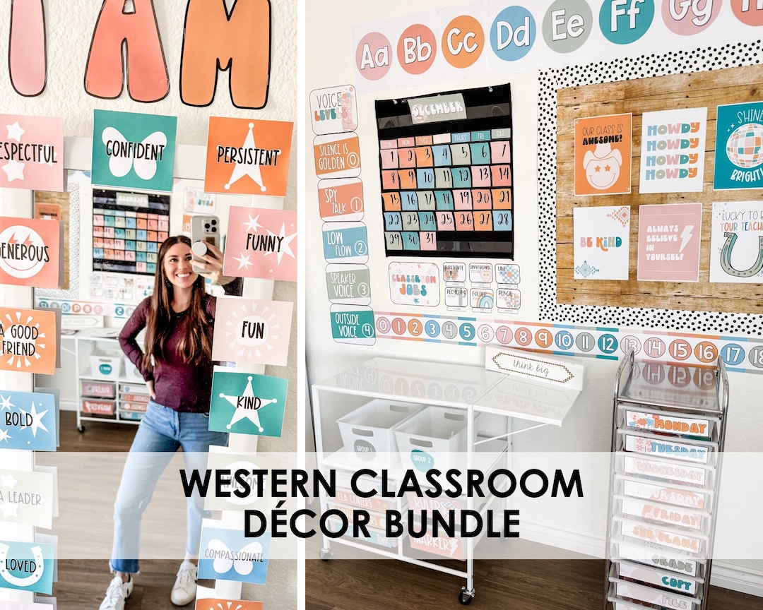 Classroom Decor Bundle Western Classroom Decor Theme Boho Retro Rodeo ...