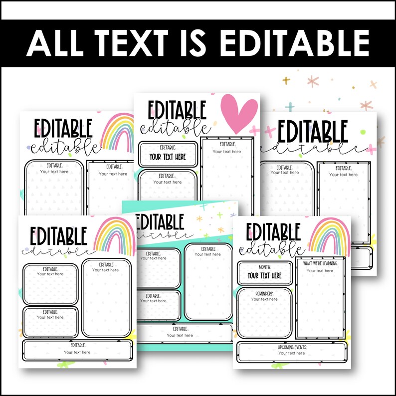 Bright Newsletter Template Editable Rainbow Monthly - Etsy