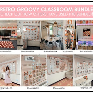 Retro Groovy Classroom Decor Bundle: Editable Posters, Signs (digital ...