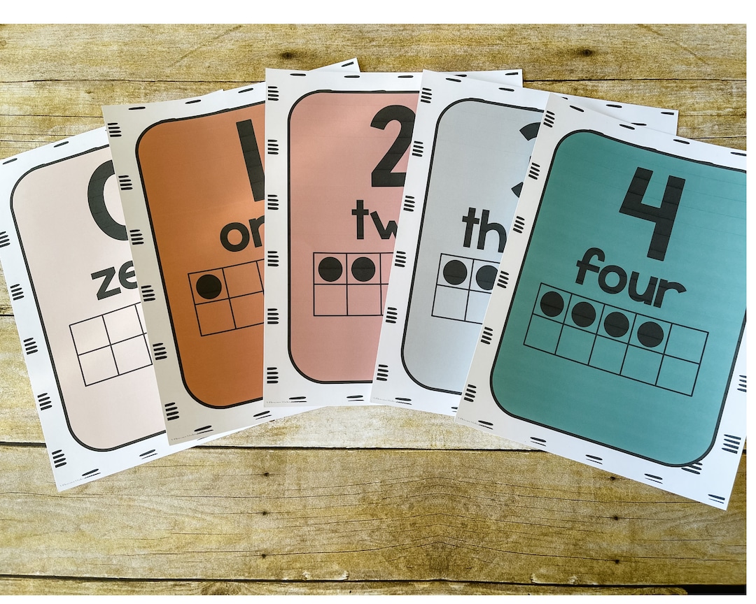 Neutral Number Posters With Ten Frames - Boho Ten Frame Number Posters ...