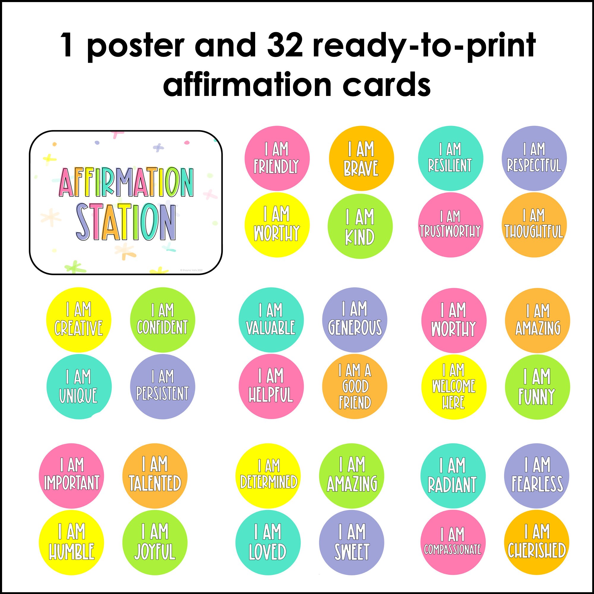 Affirmation Cards Printable for Kids Affirmation Station - Etsy