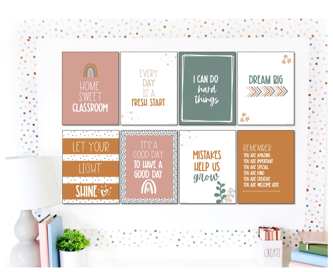 Neutral Classroom Posters - Boho Neutral Inspirational Posters - Etsy
