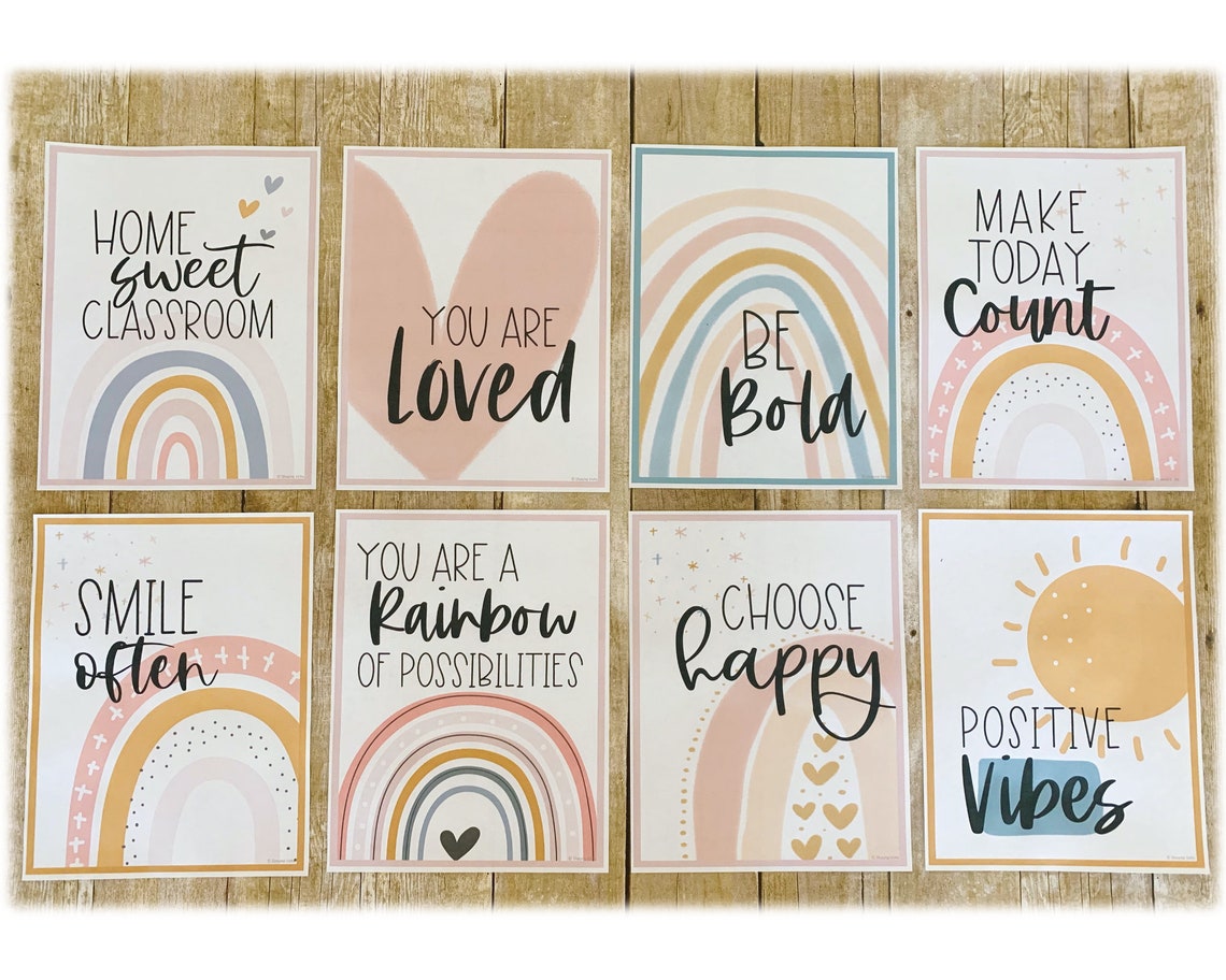 Boho Rainbow Posters Boho Rainbow Classroom Posters Boho - Etsy