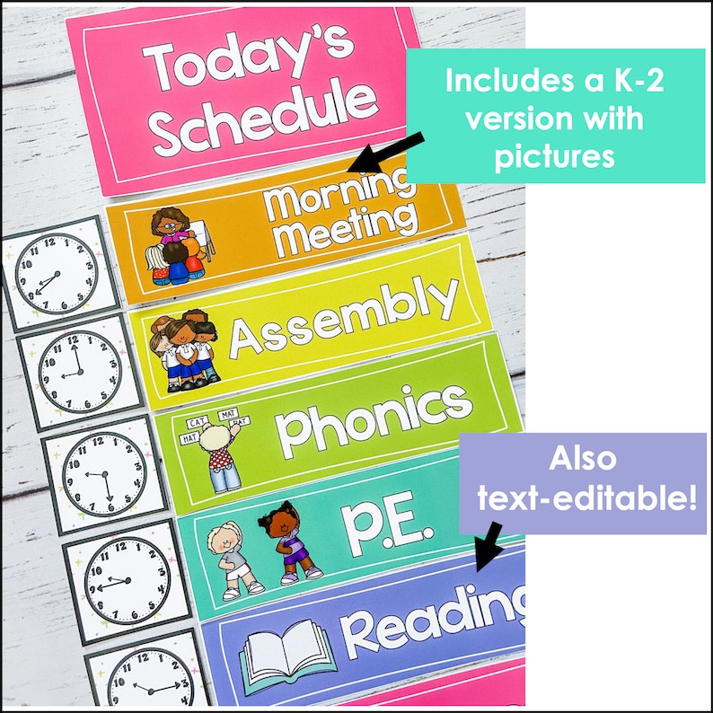 Editable Classroom Schedule Cards: Visual Daily Schedule - Etsy