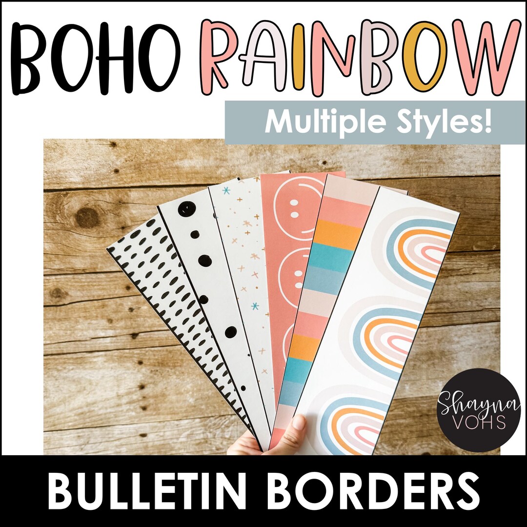 Boho Rainbow Bulletin Board Borders, Printable Bulletin Borders ...