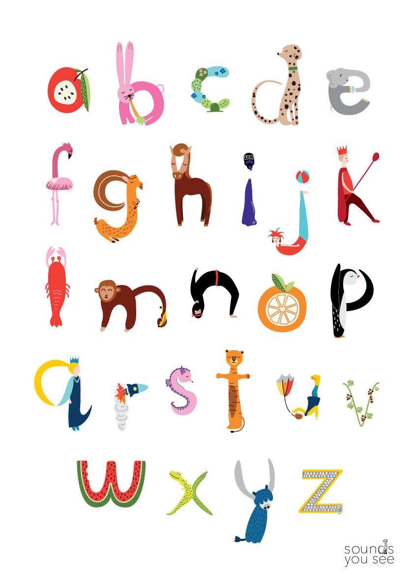 Illustrated Alphabet Chart - Wall Art That Helps Your Child to Learn ...