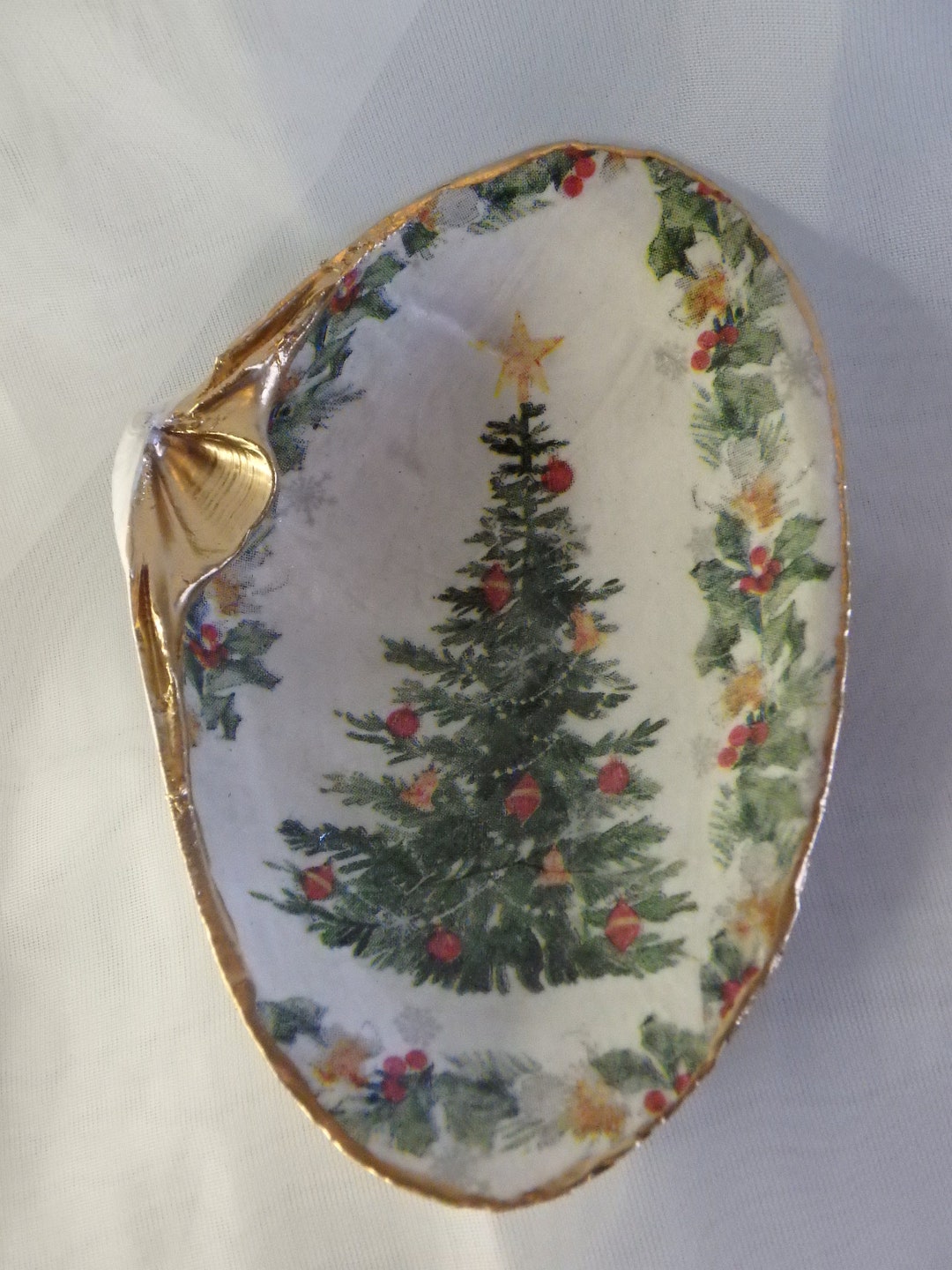 Christmas Tree Decoupage Clam Shell - Etsy