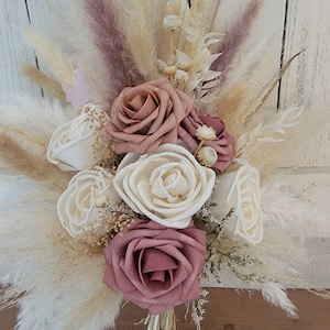 Dusty Rose Boho Bridal Bouquet Arrangement. Wedding Bouquet, Dried ...