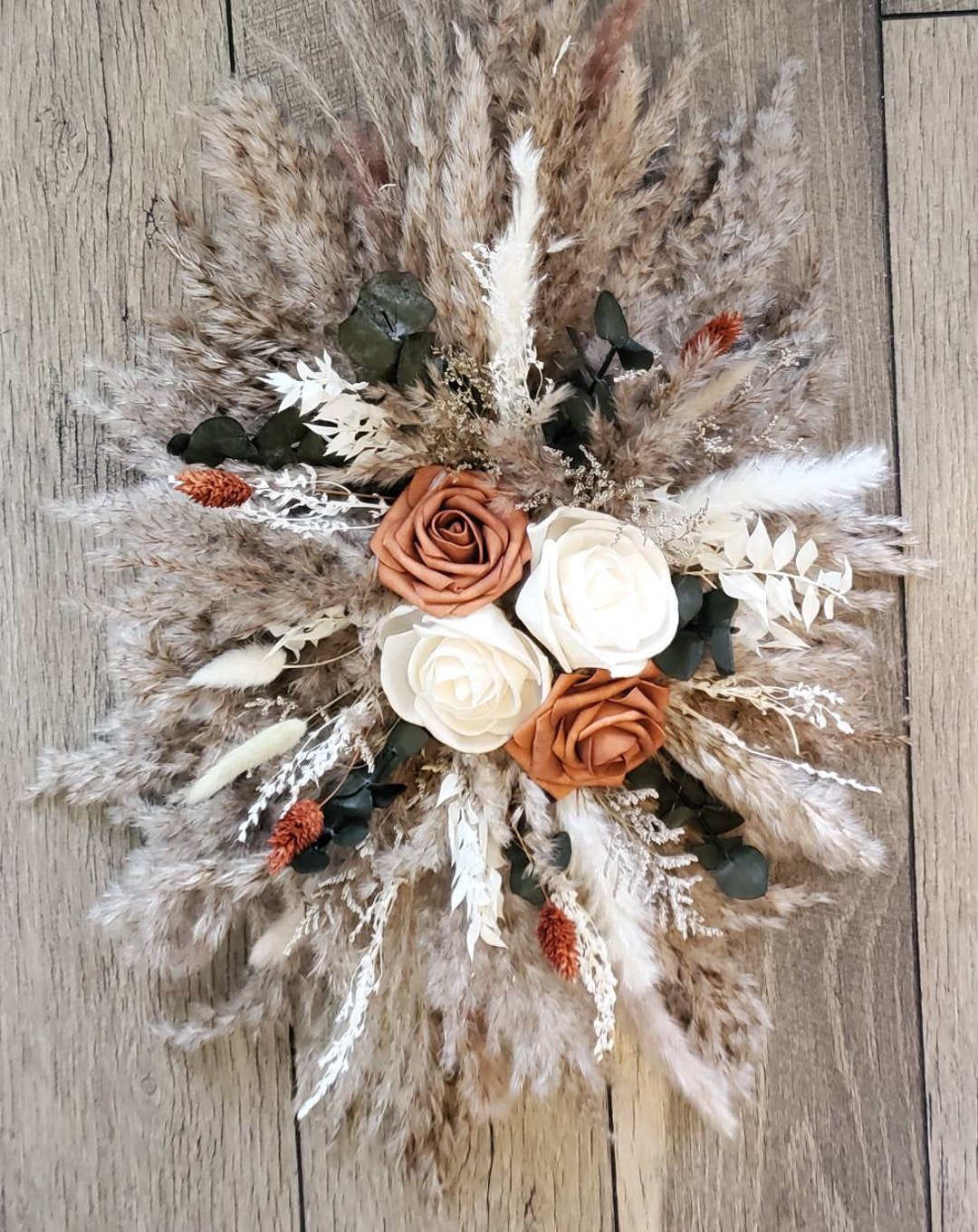 Rust Orange Pampas Grass Centerpiece: Boho Arch Arrangement - Etsy