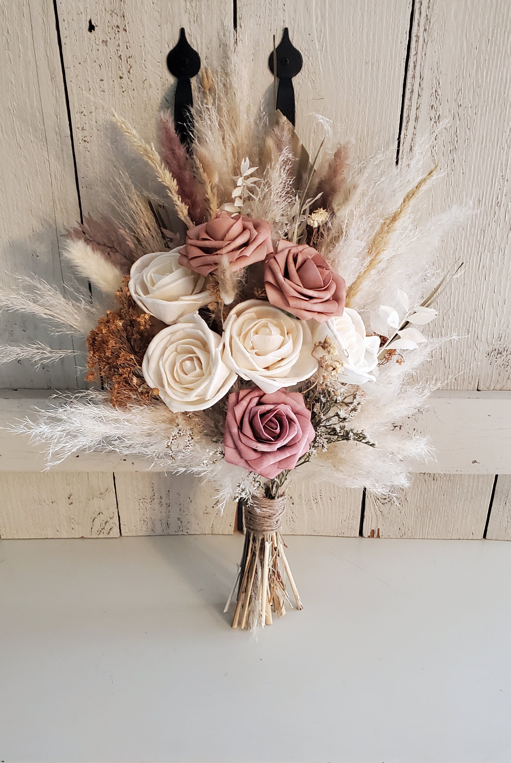 Dusty Rose Boho Bridal Bouquet Arrangement. Wedding Bouquet - Etsy
