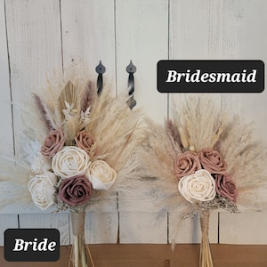 Dusty Rose Boho Bridal Bouquet Arrangement. Wedding Bouquet, Dried ...