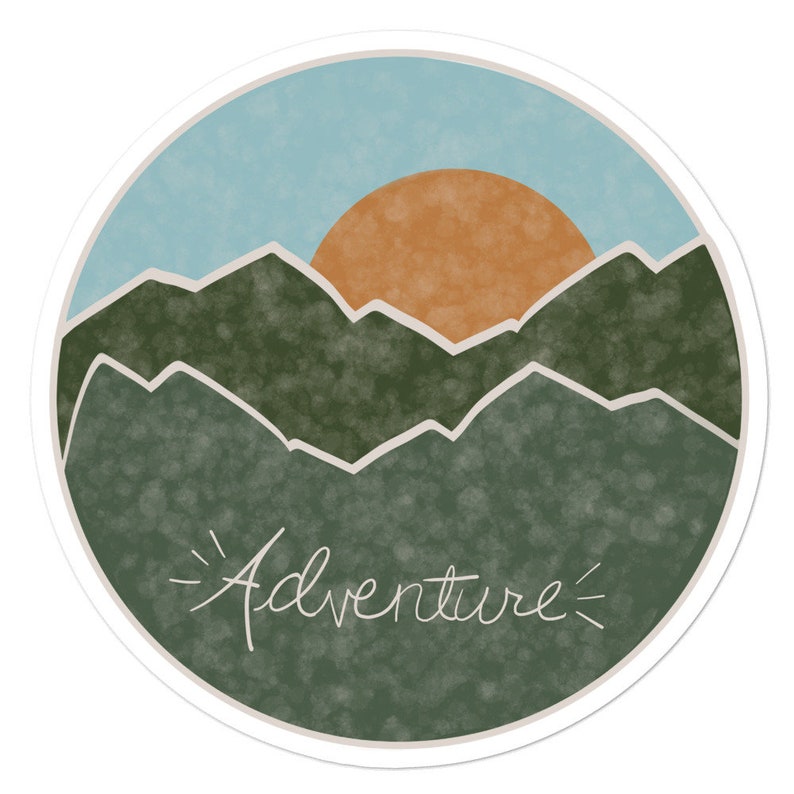 Mountain Range Sticker Watercolor Sun Design Adventure - Etsy